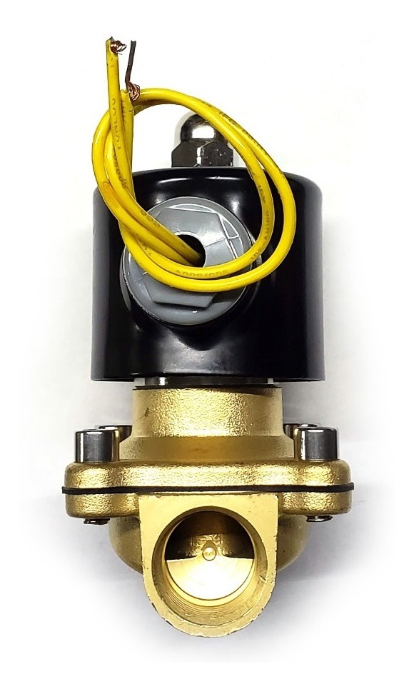 Válvula solenoide normalmente cerrada, cuerpo de latón y conexión a proceso de 1/2" NPT, 110V ...